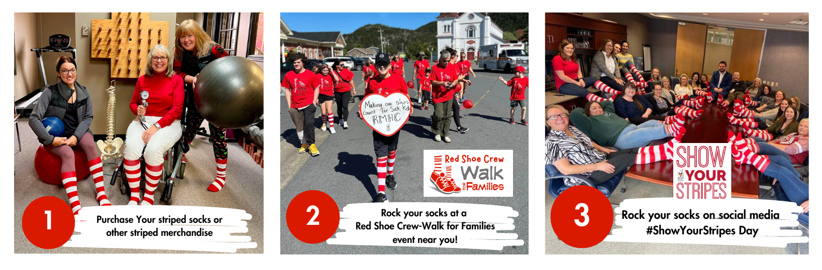 #ShowYourStripes – Red Shoe Crew – Walk for Families